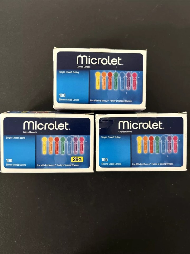 Microlet Colored Lancets 28G- 400ct (4 boxes of 100ct) - EXP. 2028+ | eBay