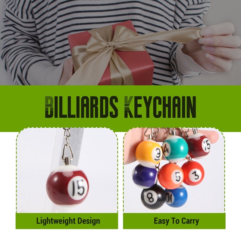 Billiard Ball Keychain Set 16 Pcs, Key Chain Balls Eightball Billar ...