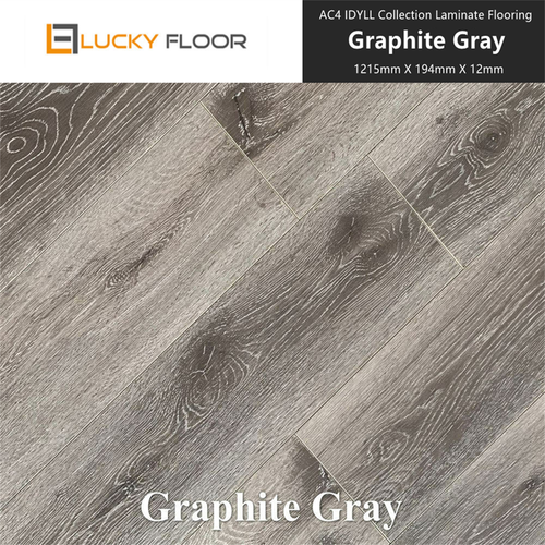 12mm AC4 Laminate Flooring Graphite Gray Floating Timber Floor Boards ...