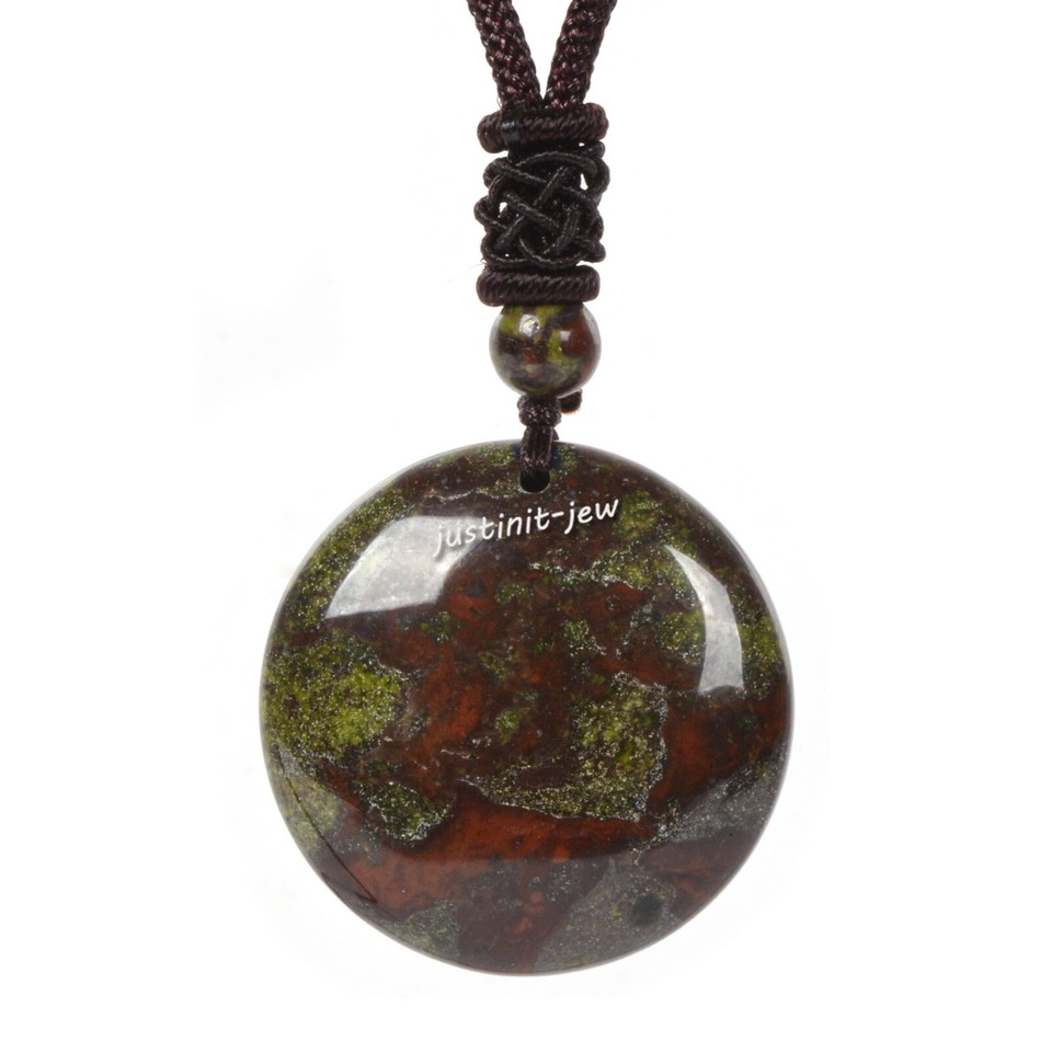 Natural Gemstone Round Shapes Bead Pendant Amulet Adjustable Necklace ...