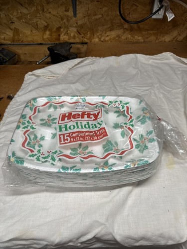 VTG 1996 Hefty Holiday Compartment Trays Foam Disposable Plates 15 Pack ...
