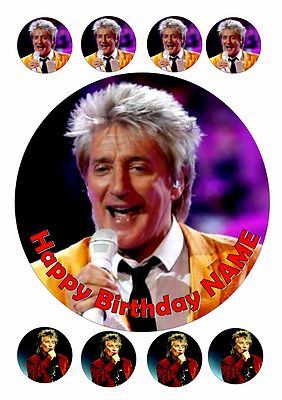 ROD STEWART BIRTHDAY CAKE ROUND EDIBLE ICED ICING 7.5" + 8 CUPCAKE ...