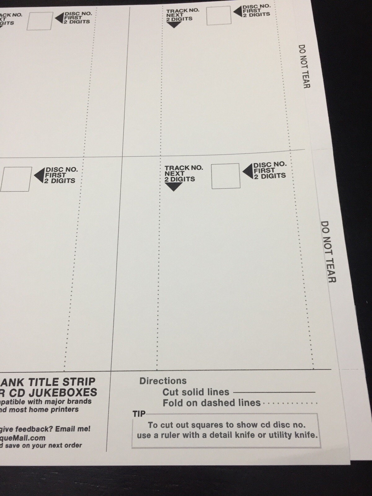 Compatible Rowe AMI CD jukebox Cards full sheets 100 blank title strip ...