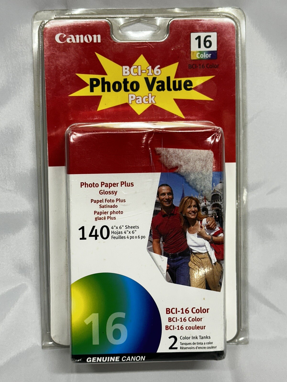 sealed Canon BCI-16 Photo Value Pack Color Ink Tanks + Photo Paper Plus ...
