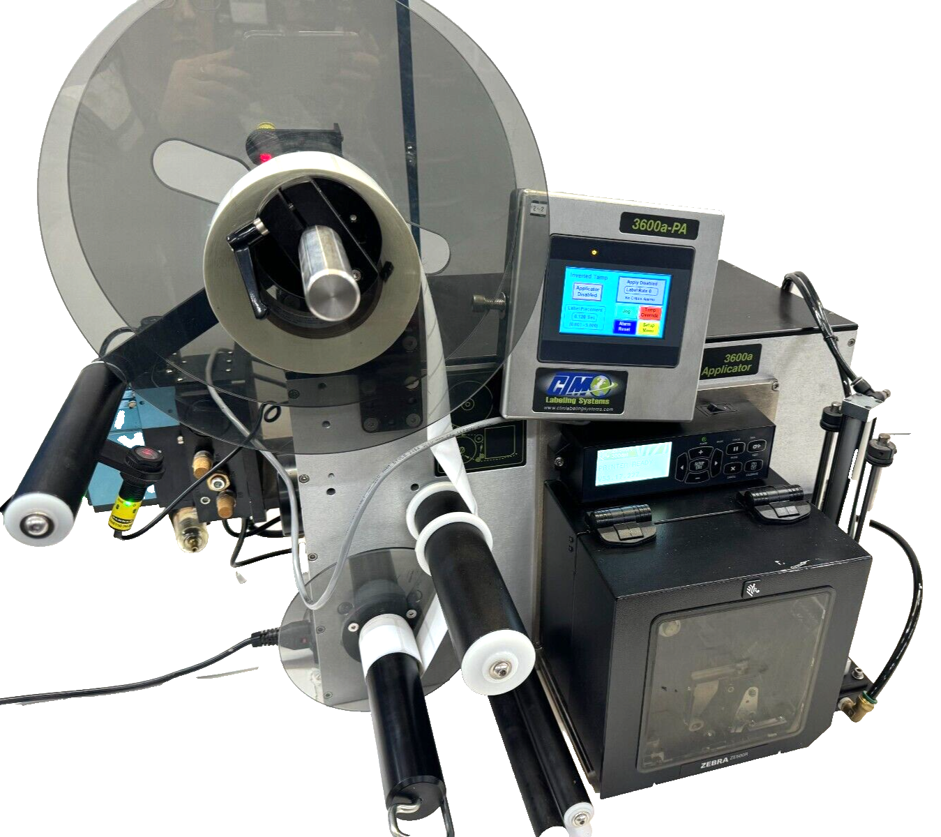 CTM PRINTER APPLICATOR 3600A LABELING SYSTEM 3600A-ZE500-4-3 & ZEBRA ...