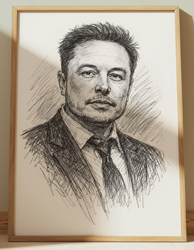 ELON MUSK DRAWING PRINT PORTRAIT SKETCH 8" x 10" ELON MUSK WALL ART ...