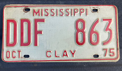 Vintage 1975 CLAY COUNTY - MISSISSIPPI West Point, MS license plate car ...