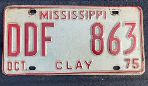 Vintage 1975 CLAY COUNTY - MISSISSIPPI West Point, MS license plate car ...
