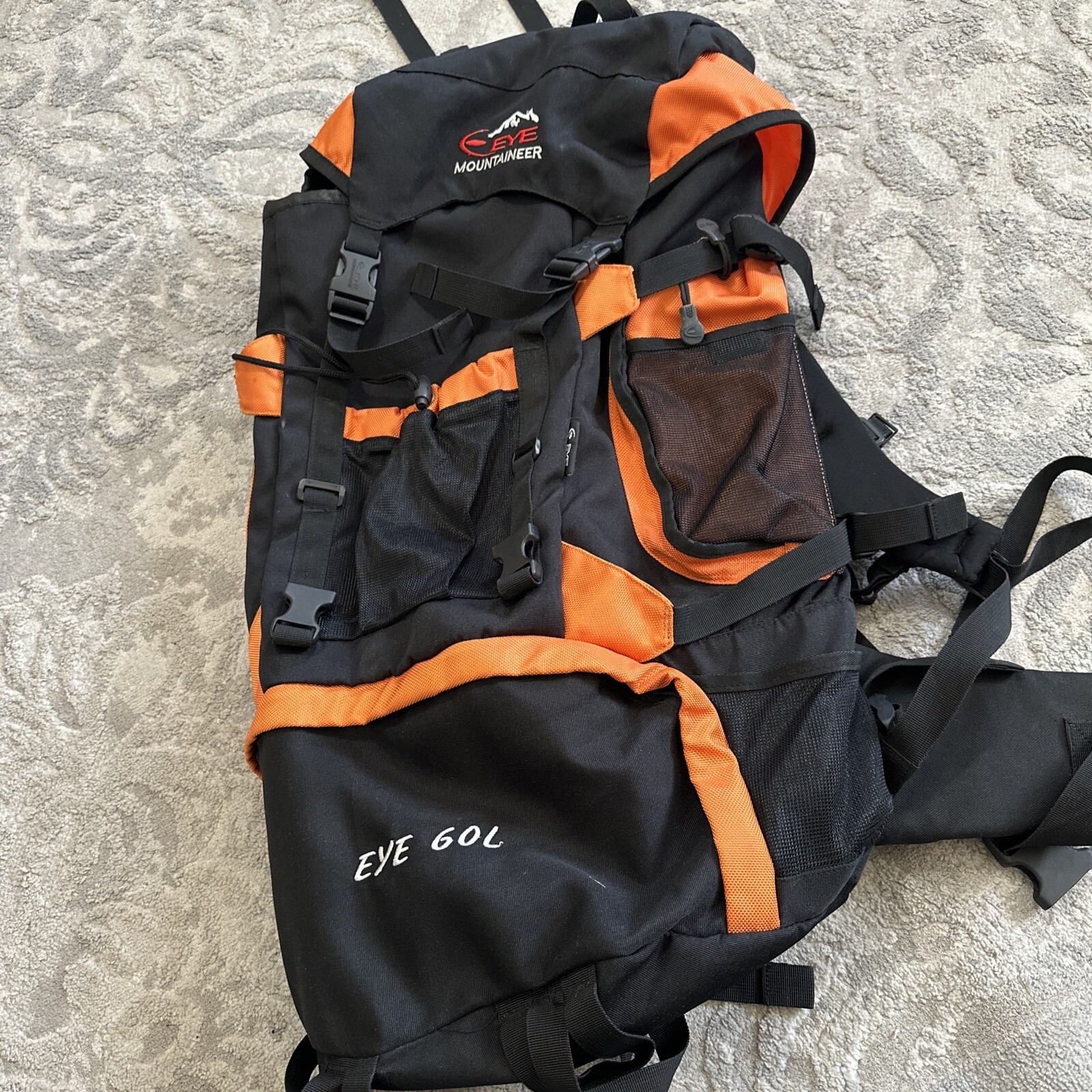 Eye Mountaineer Adventure 60L Hiking Backpack Rucksack Orange Black ...