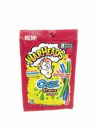 Warheads 8 Filled Ropes- Watermelon, Blue Raspberry, Green Apple OOZE ...