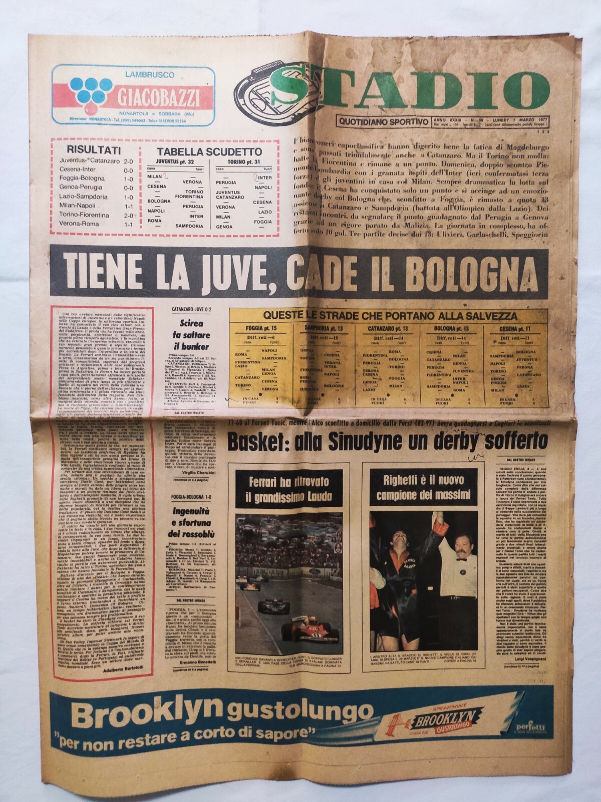 Stadium 7 March 1977 Juventus Torino Foggia Lazio Sinudyne Alfio ...