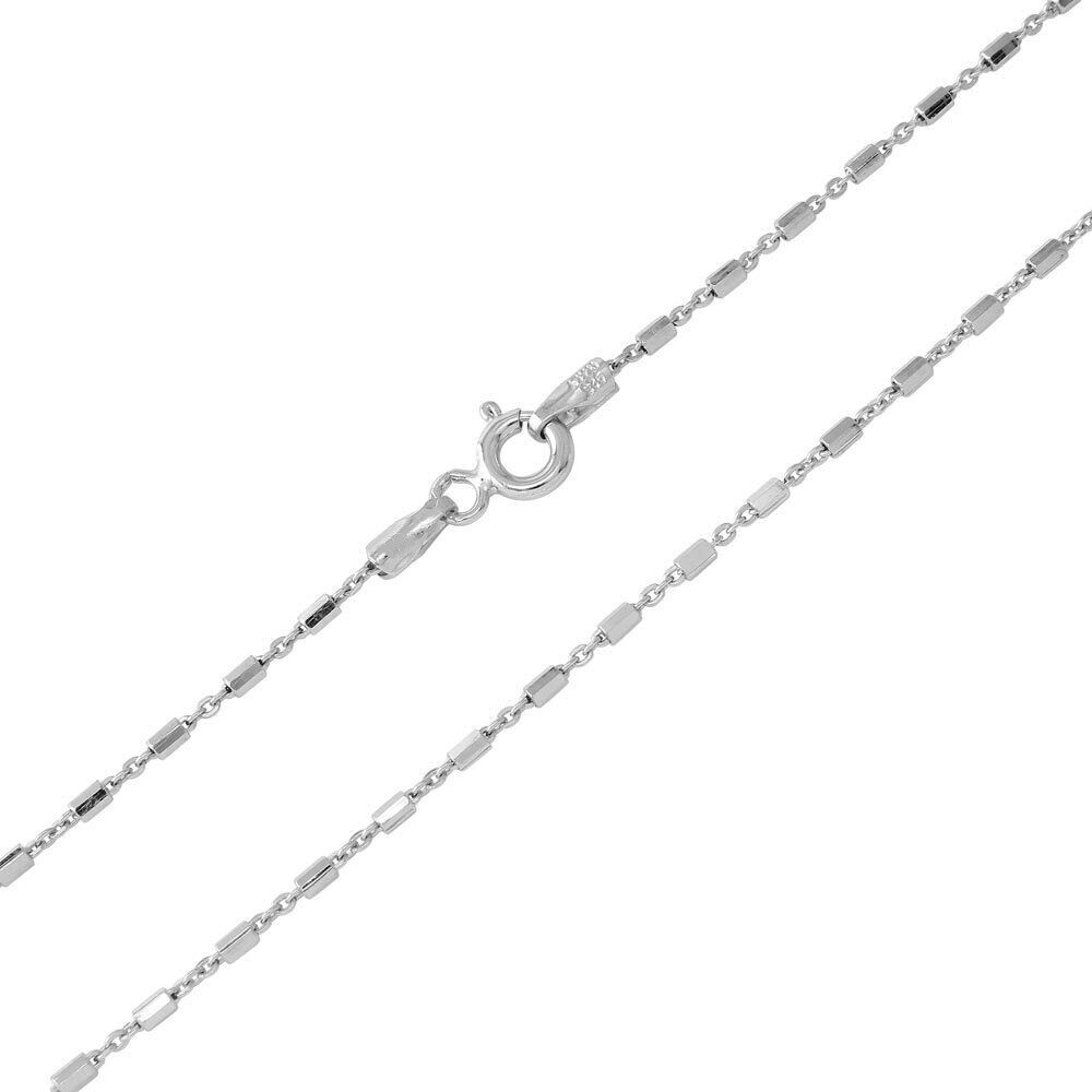 Sterling Silver Rhodium Plated 8 Sided Diamond Cut 1.3mm Tube Chain ...