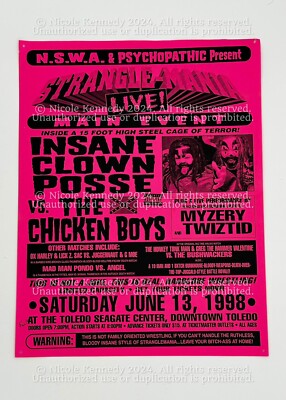 Insane Clown Posse | 1998 STRANGLE MANIA Wrestling Flyer | LIVE Myzery ...