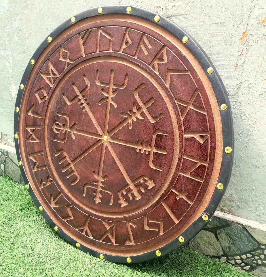 Viking Shield Norse Compass Shield wooden shield Battle-Ready ...