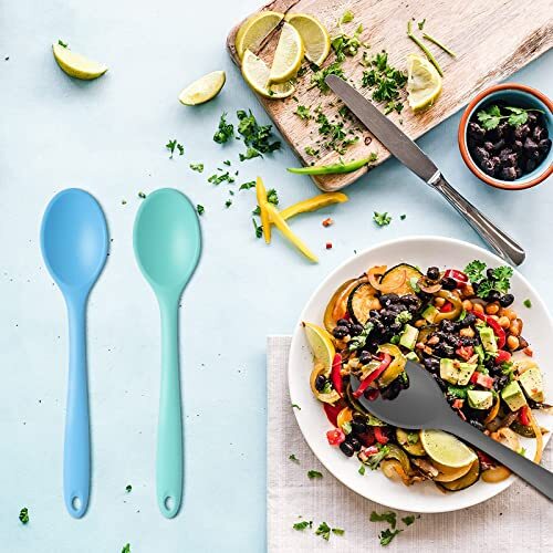 4 Pcs Silicone Mixing Spoons Nonstick Heat Resistant Silicone Utensil ...