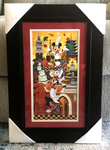 DISNEY FINE ART A WORLD OF FLAVOR MICKEY DONALD GOOFY EPCOT LITHOGRAPH ...