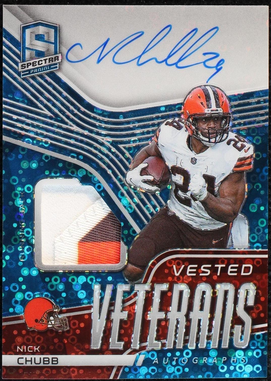 2021 Panini Spectra - Vested Veterans Autographs Nick Chubb #VV-NC Neon ...