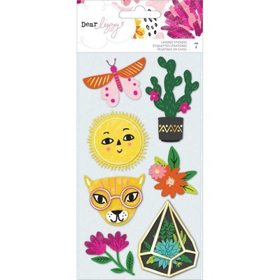 Dear Lizzy New Day Layered Stickers 7 pack Icons with Matte Gold Foil ...