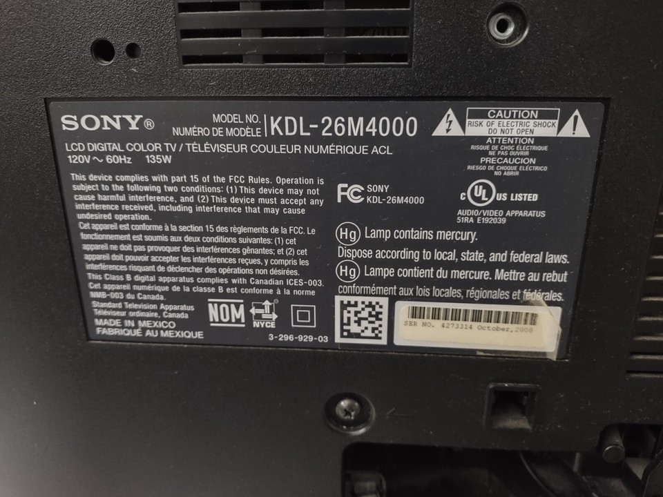 Sony 💥 Bravia 26" LCD TV With REMOTE KDL-26M4000 | eBay