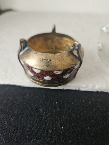 RRR RARE Vintage Salt Shaker Melhior Glass Enamel with Spoon ...