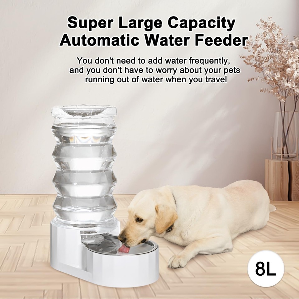 Large Gravity Water Dispenser: 8L Automatic Dog Water Feeder with ...