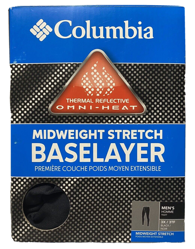 Columbia Midweight Stretch Baselayer Onmi-Heat Thermal Pants Black Men ...
