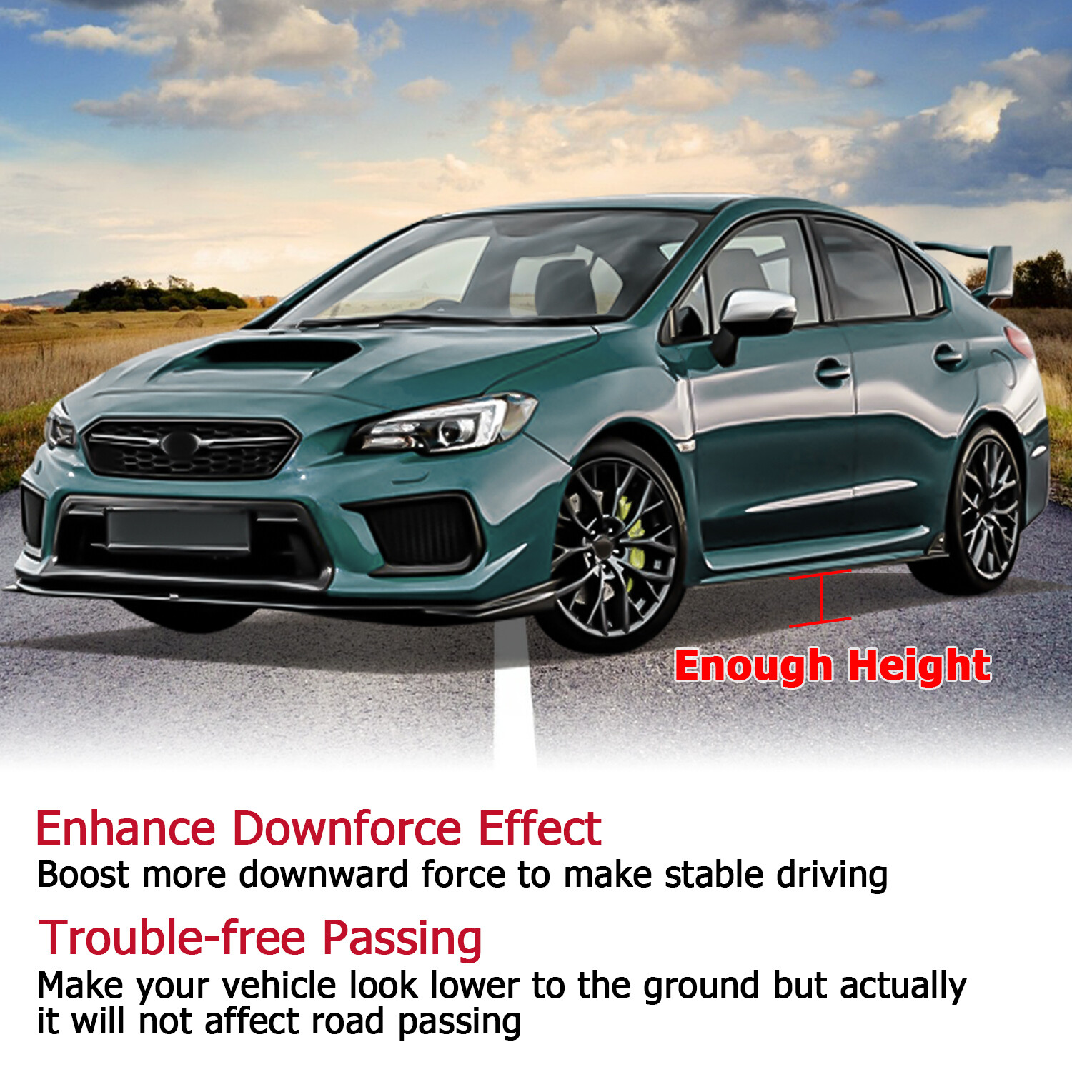 HECASA Side Skirts For 15-21 Subaru WRX STI 4-Dr ST-Style Rocker Panels ...