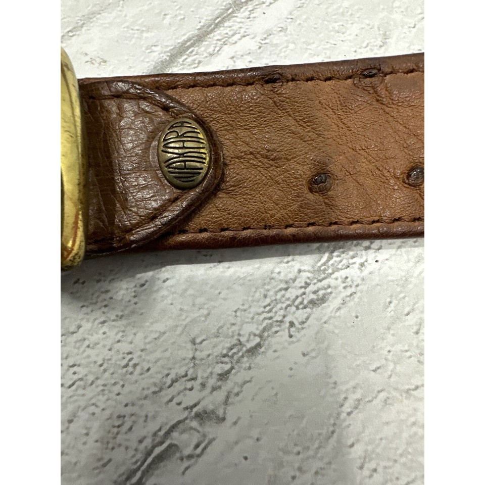 NAKARA Namibia Brown Ostrich KANGO Leather Belt w/ Brass Buckle | eBay