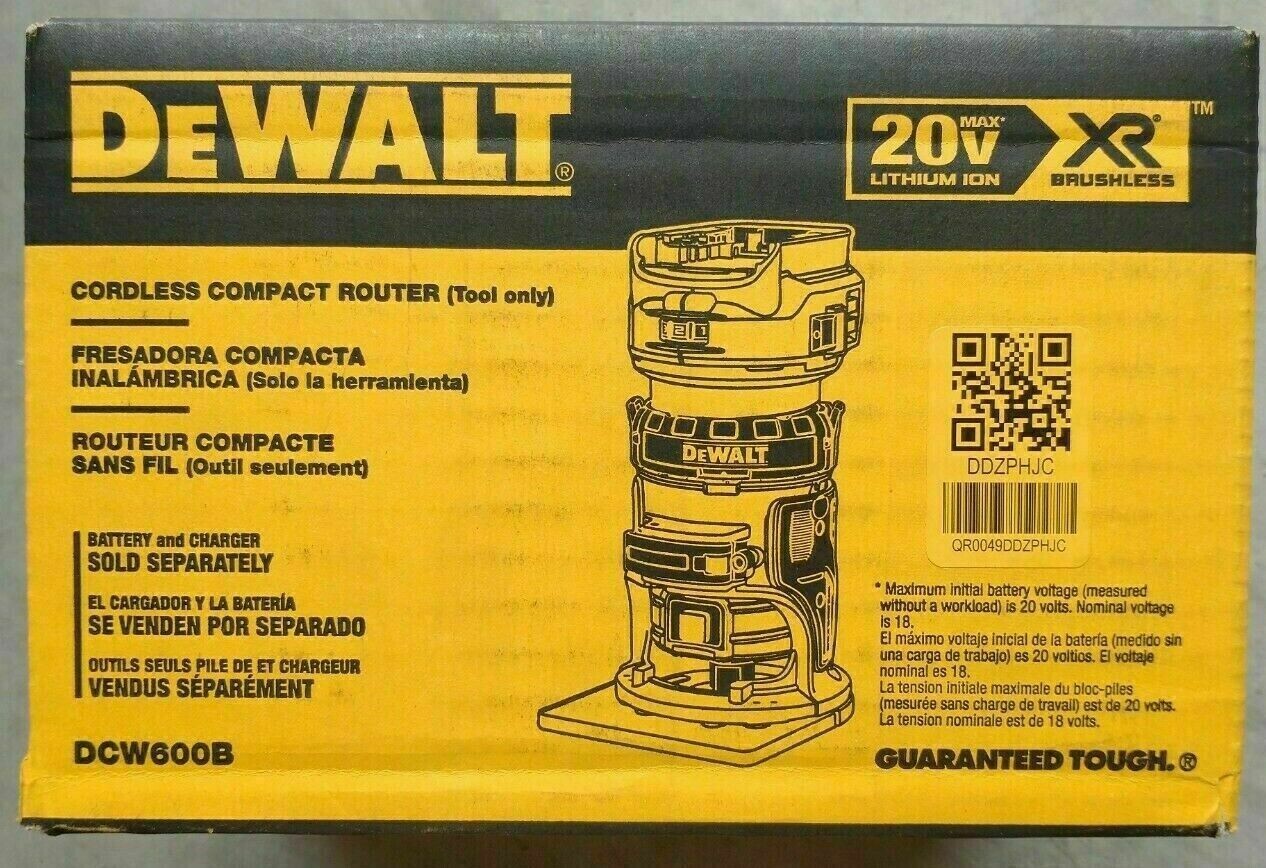 DEWALT DCW600B 20V MAX XR Cordless Compact Router - Tool Only