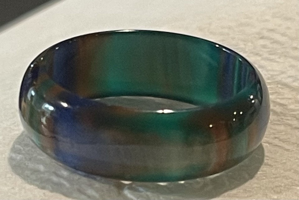 Acrylic Blue Green Ring Band Size 10 Sparkle Enamel Multi Strands Of ...
