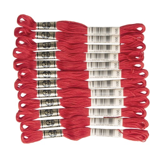 DMC Red Cotton Embroidery Floss 12 Skeins 8m 6 Strand Brilliant Yarn | eBay