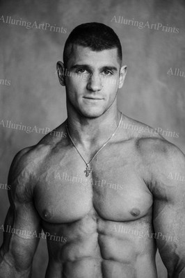 Male Model Photo Print Muscular Handsome Shirtless Frontal Hunk Abs ...