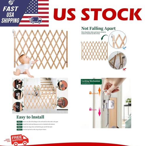 Expandable Accordion Dog Gate Wooden Accordian Expansion Dog Gate ...