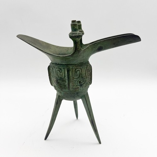 Antique Chinese Jue Ritual Bronze Archaistic Wine Vessel Taotie | eBay