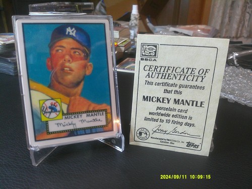 MICKEY MANTLE Topps Porcelain Rookie Card Reprint #311 w/ COA Limited ...
