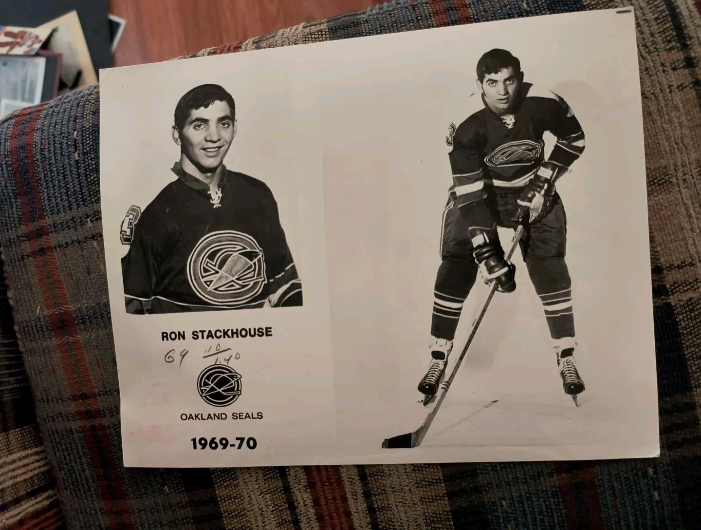 1969-70 NHL HOCKEY TEAM ISSUE OAKLAND SEALS RON STACKHOUSE CALIFORNIA ...