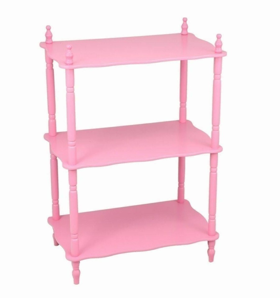 Girls Pink Wooden 3 Shelf Tier Bookcase Storage Cube Bookshelf Display ...