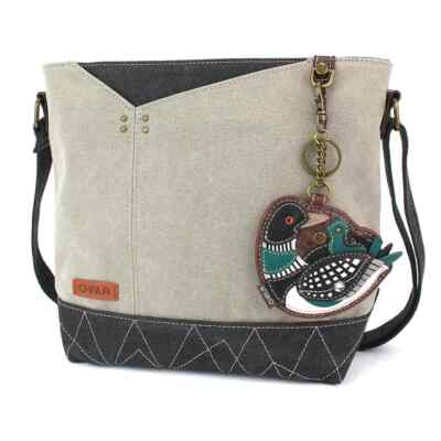 New CHALA PRISM Crossbody Bag Grey Gray LOON Bird Coin Purse Canvas ...