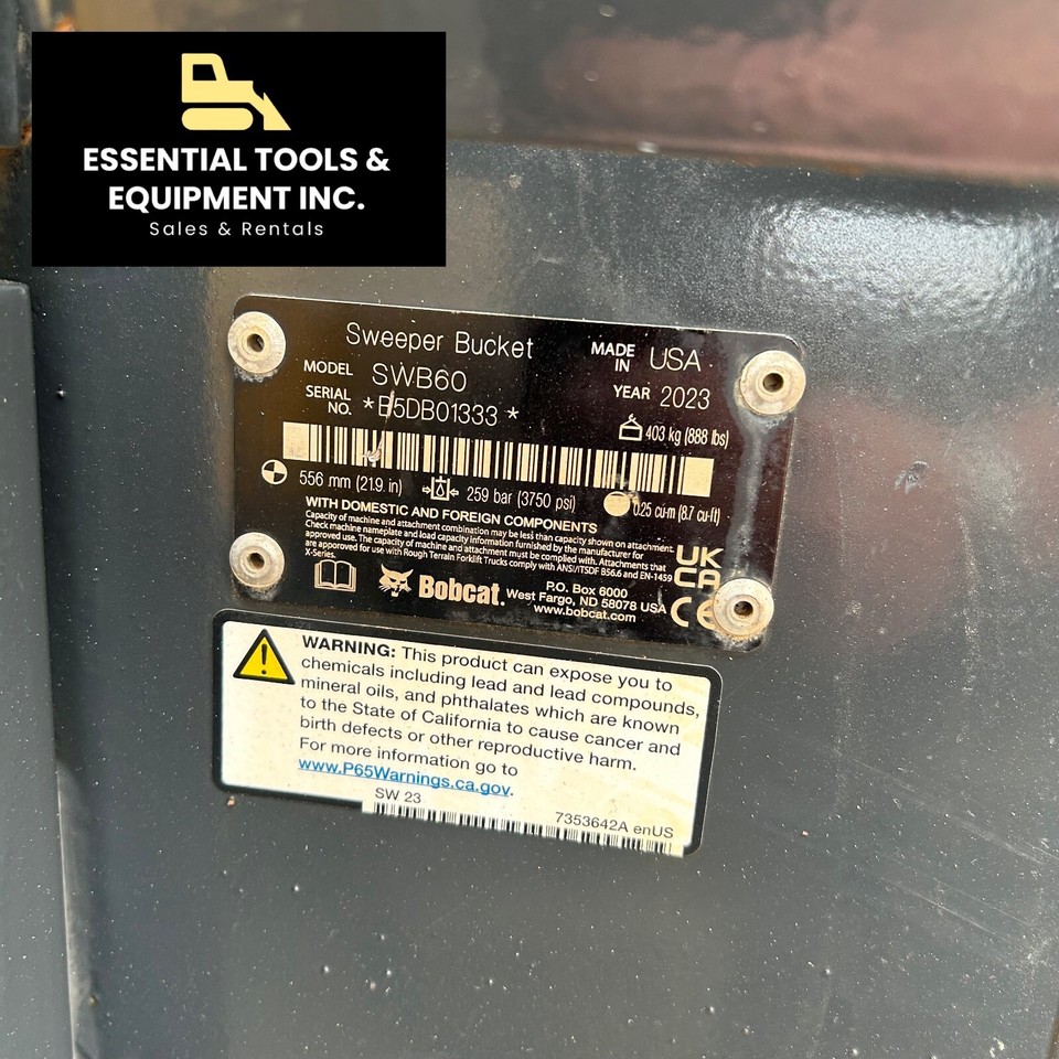 2023 Bobcat SWB60 Sweeper 60'' Bucket Skid Steer Attachment New Brushes ...