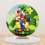 Round Cartoon Super Mario Backdrop Boys Birthday Party Photo Background ...