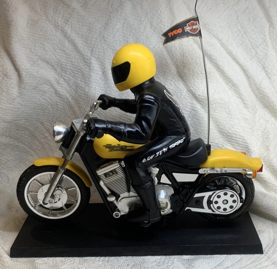 Tyco R/C Remote Control Yellow Harley Davidson Motorcycle Racer W/O ...