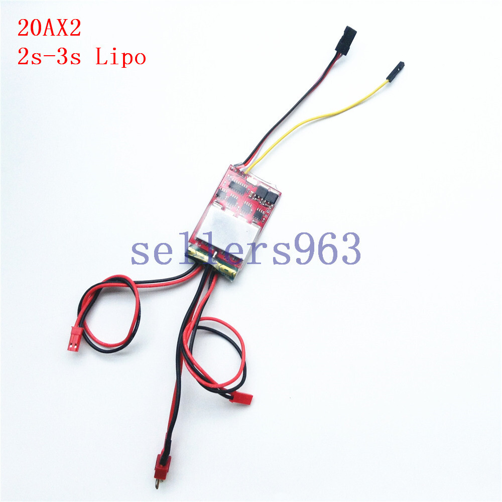 20Ax2 Brushed ESC Dual two-way Speed Controller RC Boat tanks 380 550 ...