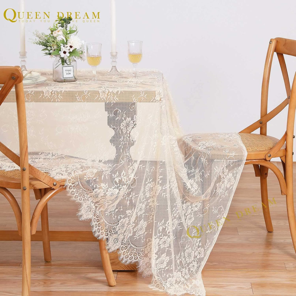 Ivory Lace Tablecloth 60x120 Inch Wedding Rectangular Table Cloth ...