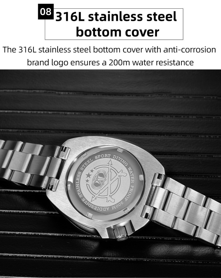 Addiesdive AD2511 Turtle Captain Willard Quartz Watch 3D Blue Diver ...