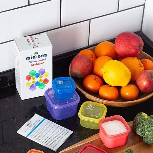 Color-Coded 28-Piece Food Portion Containers with 21-Day Diet Guide ...