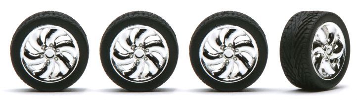 1:24 Scale Chrome "Cyclones" Rims w/Tires (4) - Pegasus Models #1218 | eBay