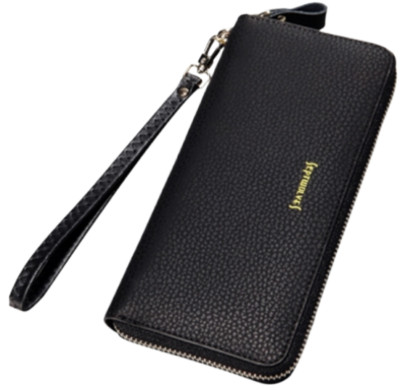 Septwolves men cow leather wallet purse zip bag Clutch pocket black ...