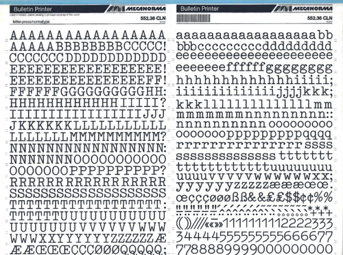 MECANORMA Dry Transfer Lettering 552.36 CLN #773 BULLETIN PRINTER 10mm ...