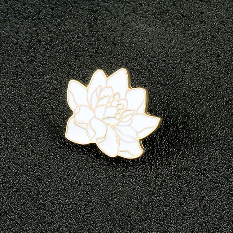 Buddhism White Lotus Flower Enamel Floral Brooches Denim Coat Backpack ...