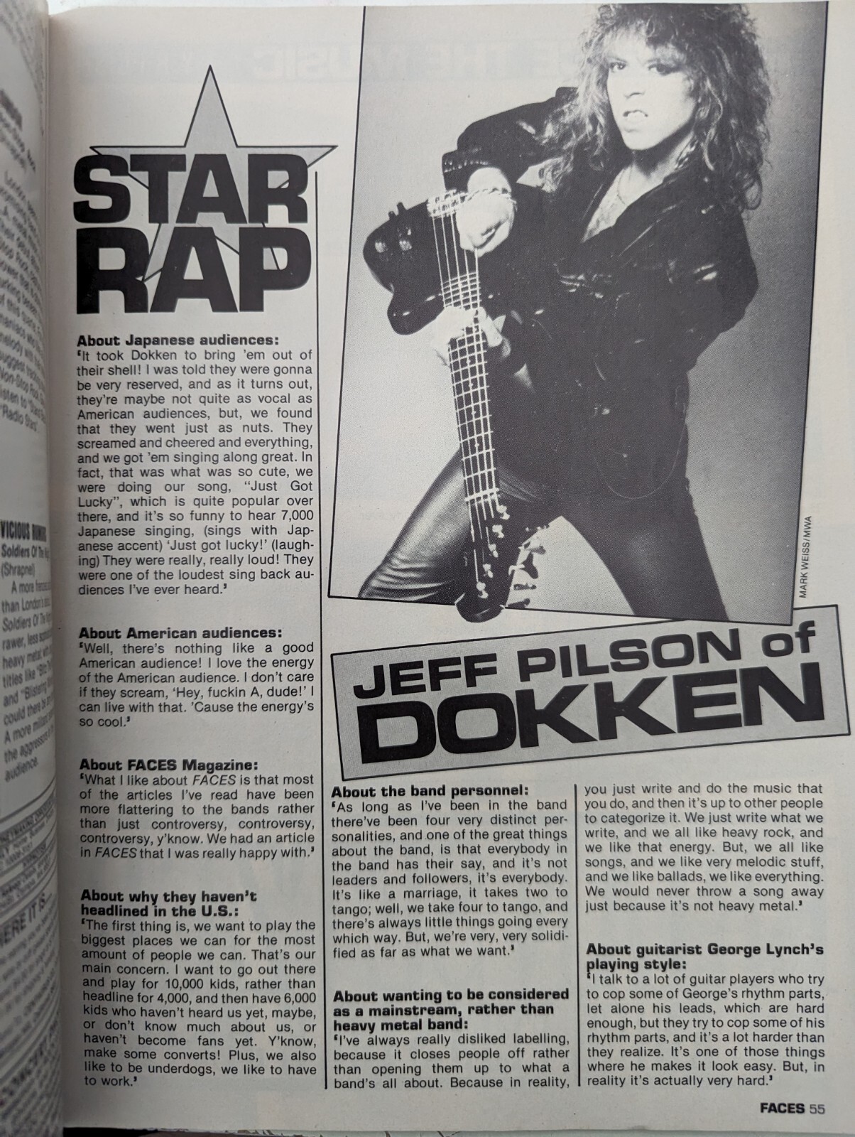 Faces Rocks Magazine August 1986 Metallica, Van Halen, Priest, Twisted ...